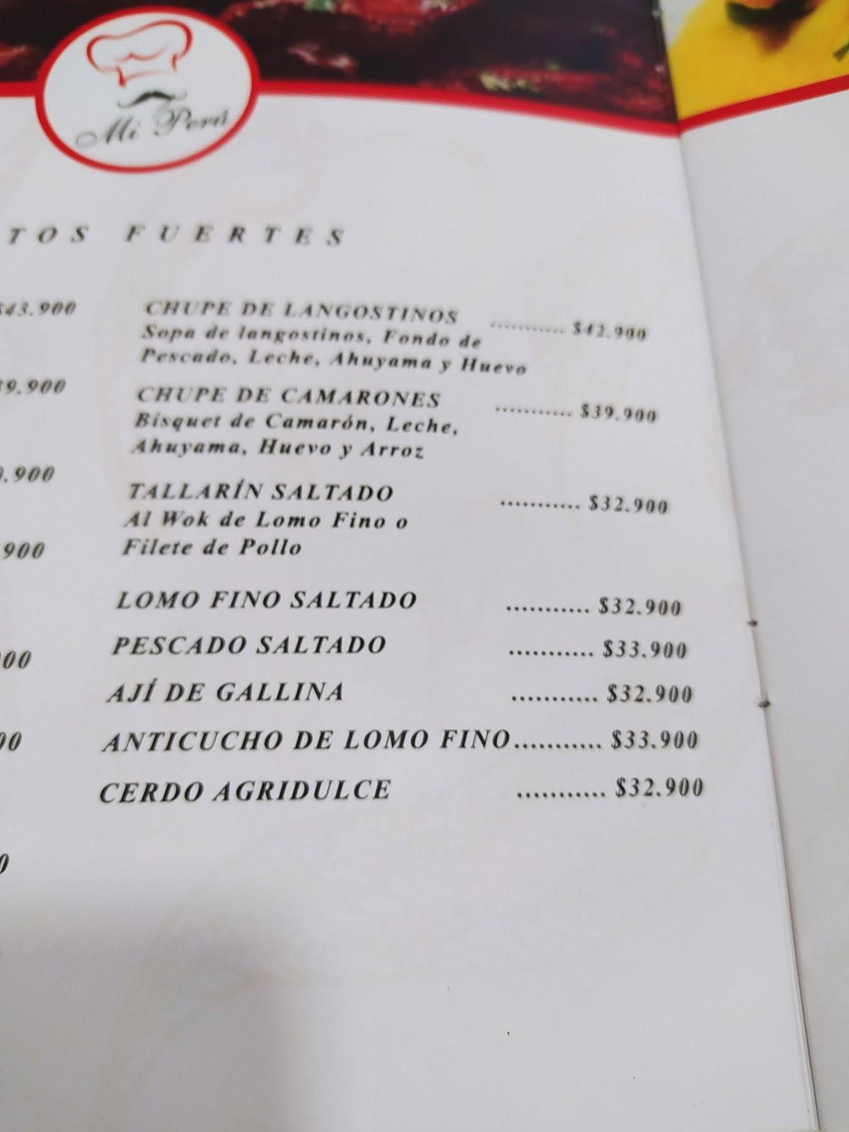 Menu at Restaurante Mi Peru, Bogotá, Cl. 71 #11-43