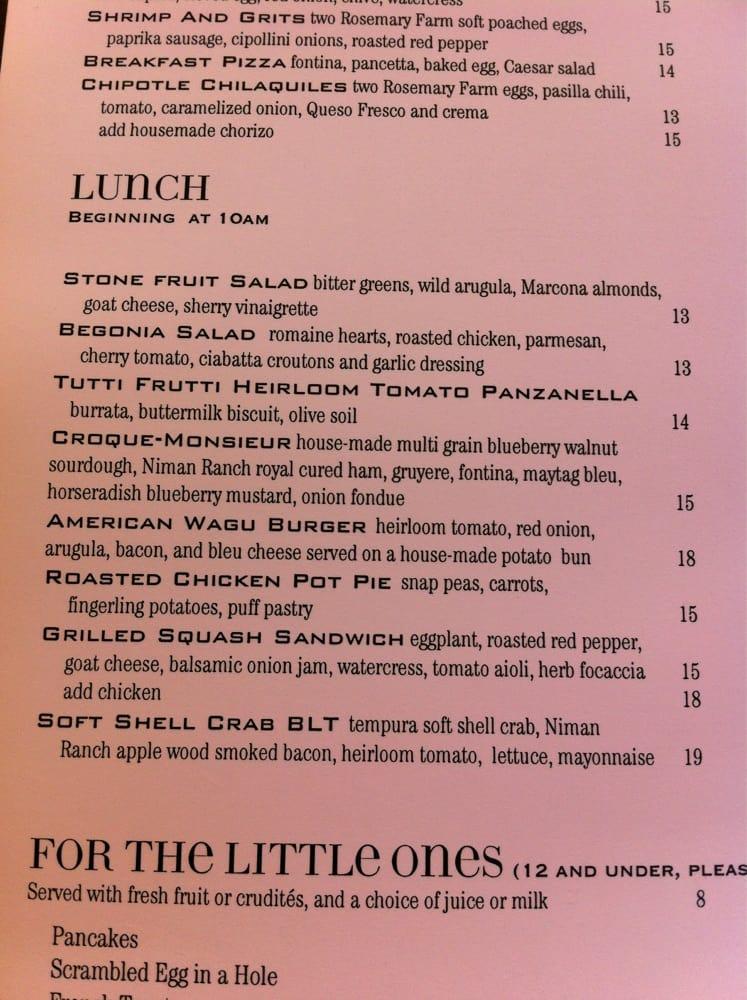 Menu at Scarlett Begonia restaurant, Santa Barbara, 21 W Victoria St