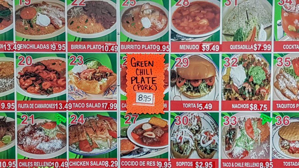 Menu at Don Pedro restaurant, Camas