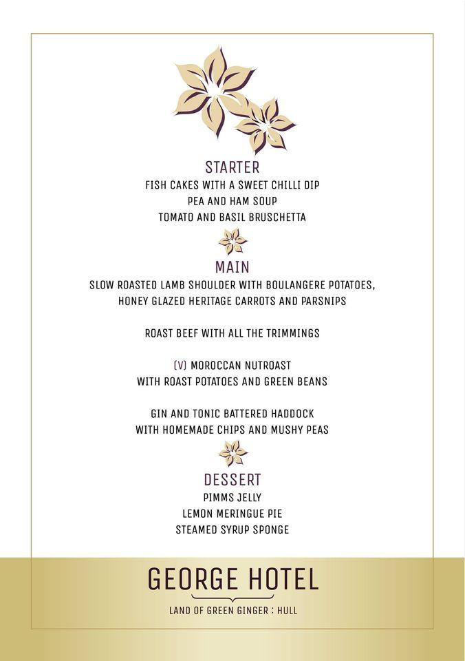 Menu at George Hotel pub & bar, Hull, Land of Green Ginger