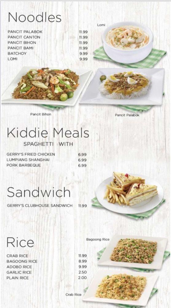 Menu at Gerry's Grill restaurant, Artesia, South St #107