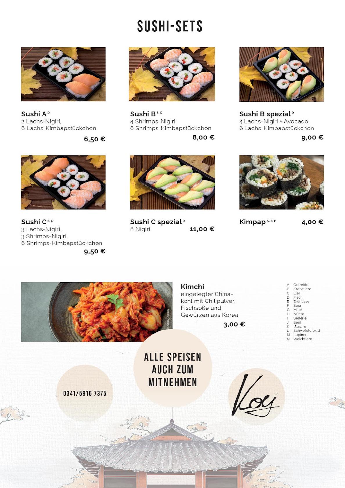 Speisekarte von Koy Leipzig - Koreanischer Imbiss im Musikviertel ...