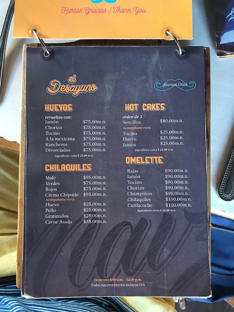 Menu at Maíz Restaurante, Tijuana