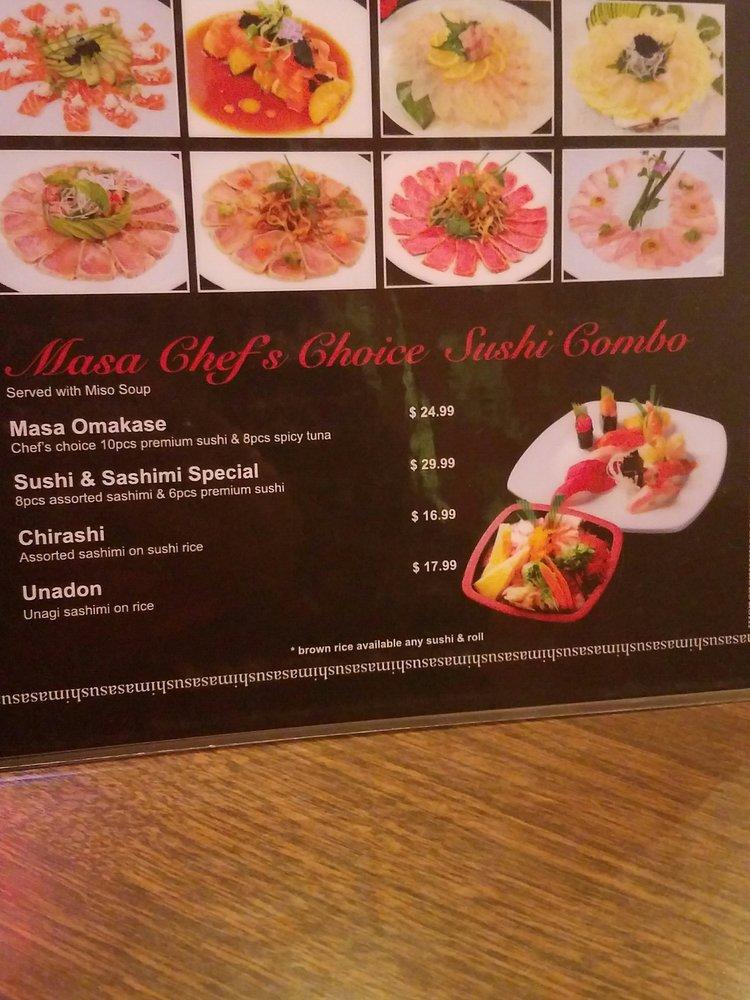 Menu at Masa Sushi restaurant, Camarillo