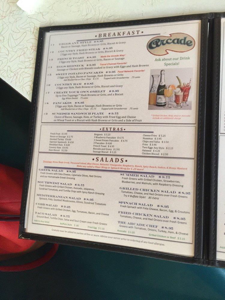Menu at The Arcade Restaurant, Memphis