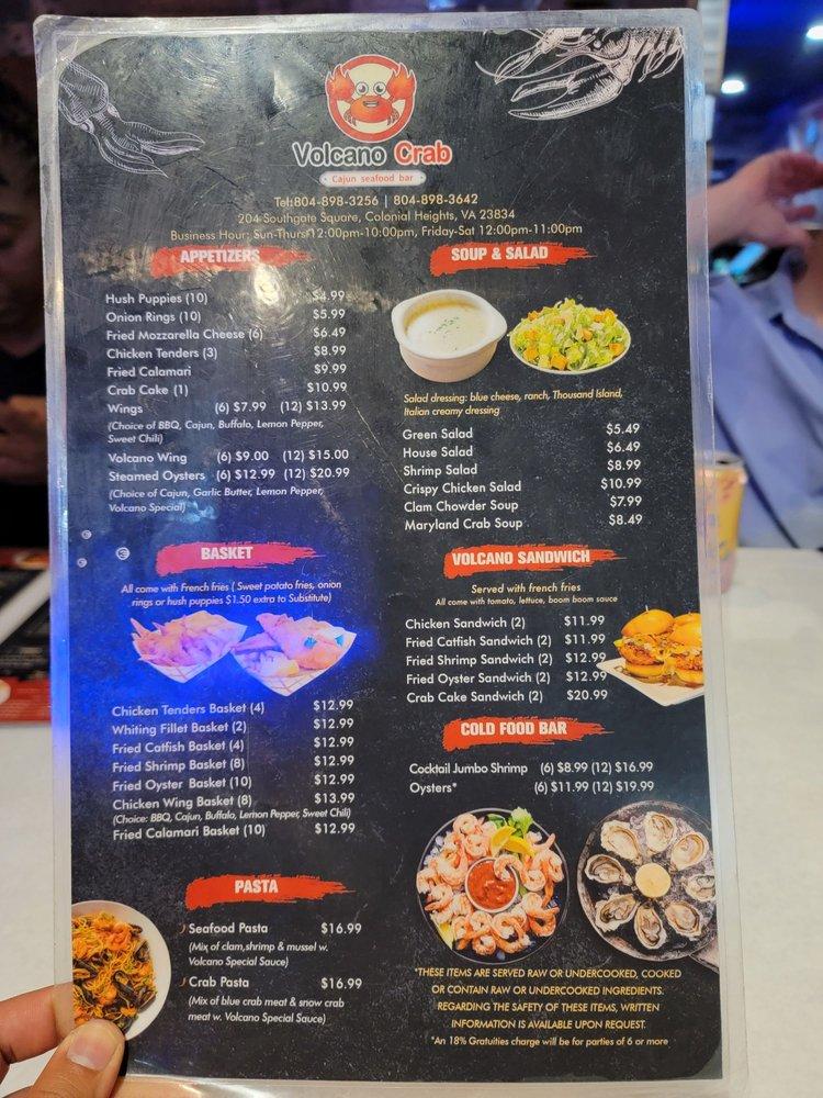 Carta del restaurante Volcano Crab, Colonial Heights