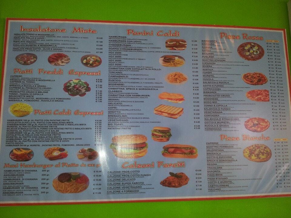 Menu at sandwich club, Castiglione della Pescaia