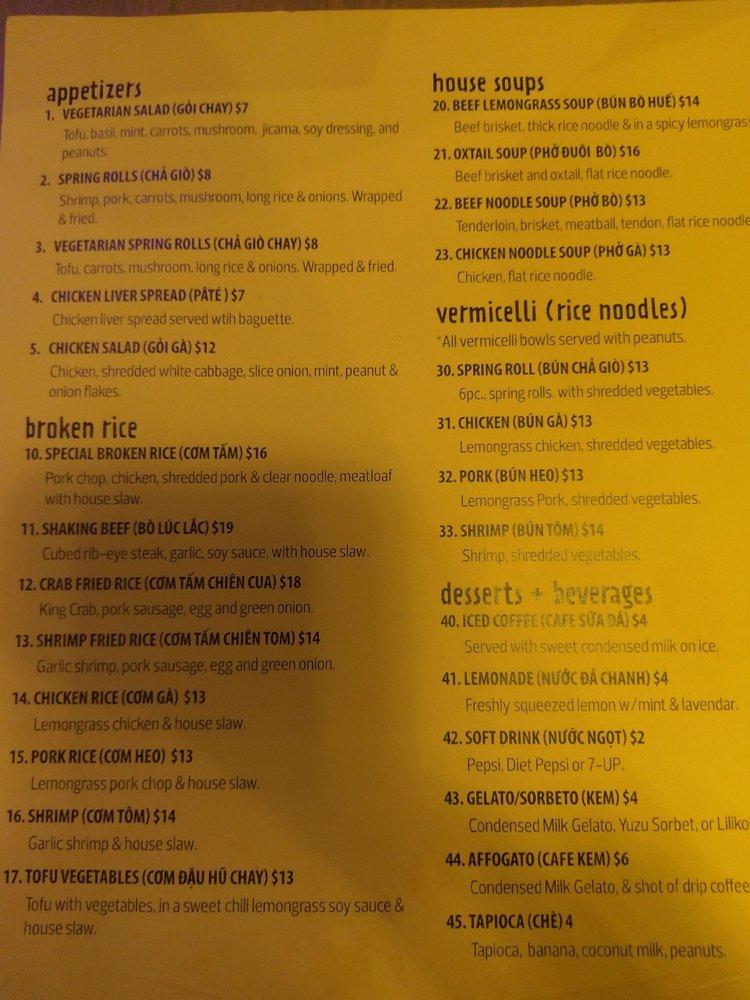 Menu at Broken Rice desserts, Honolulu
