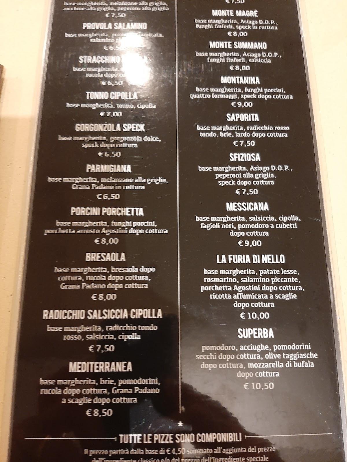 Menu da Cerchio del Gusto ristorante, Schio