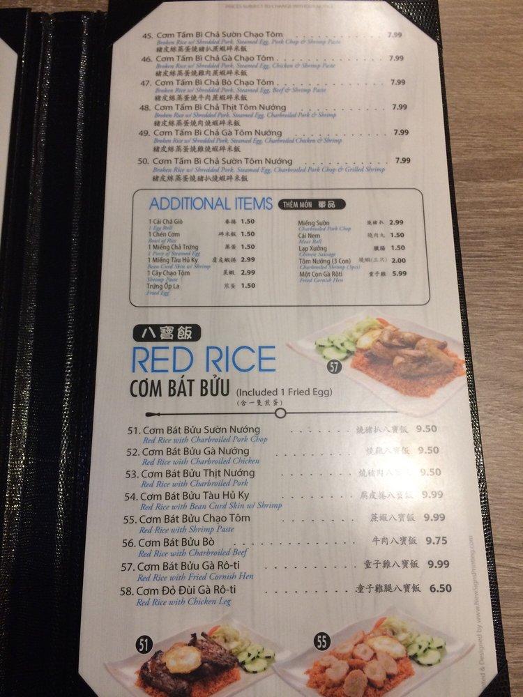 Menu at Com Tam Kieu (Cơm Tấm Kiều) restaurant, Rosemead, Valley Blvd ...