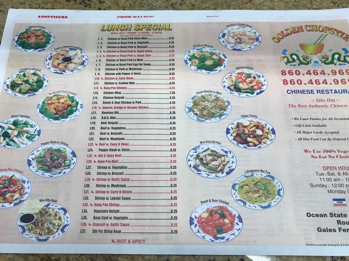 Menu at Golden Chopstix Restaurant, Ledyard