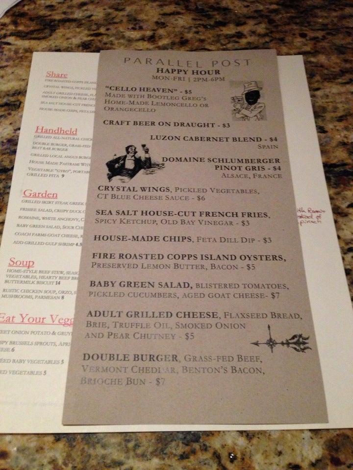 Menu at Parallel Post pub & bar, Trumbull