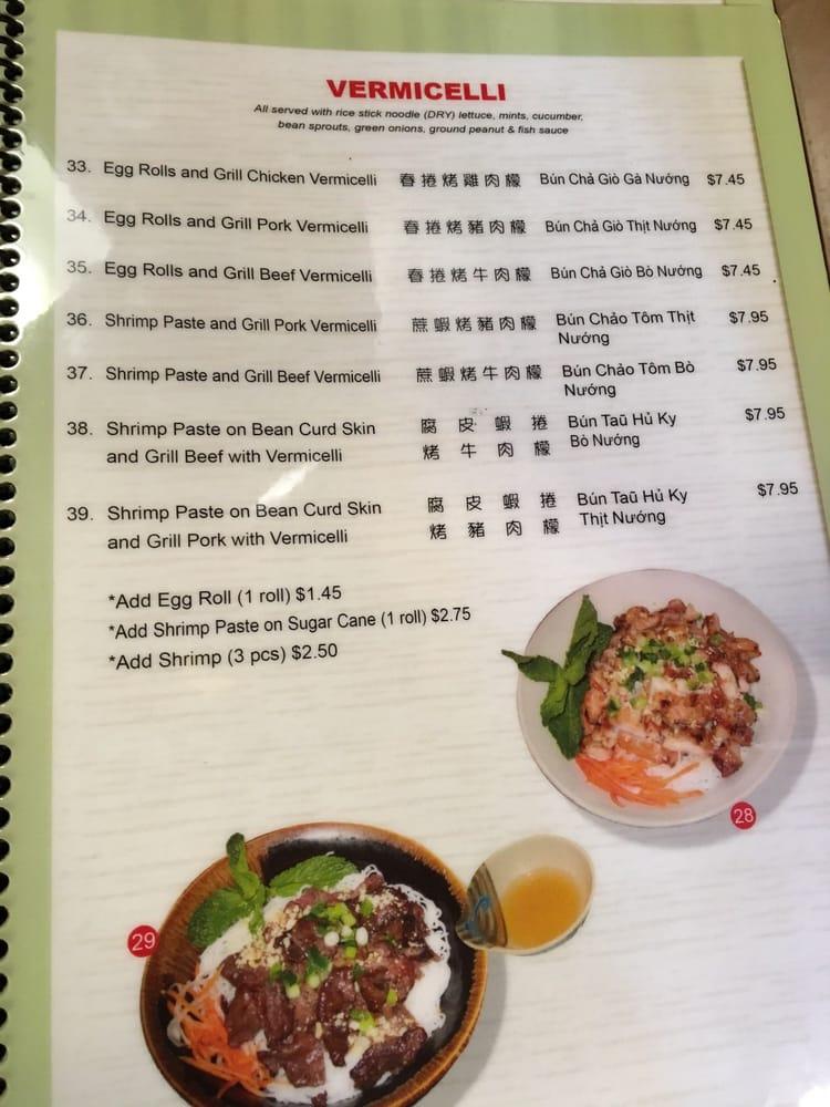 Menu at Phở Vietnam Kitchen restaurant, West Covina, S Azusa Ave