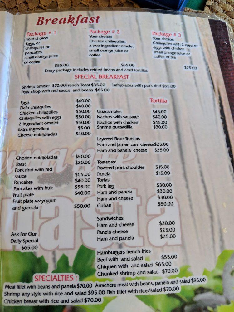 Menu at Restaurante La Canasta, Puerto Vallarta, Clemente Orozco SN-C