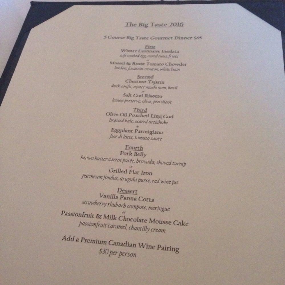 Menu at Teatro Ristorante restaurant, Calgary