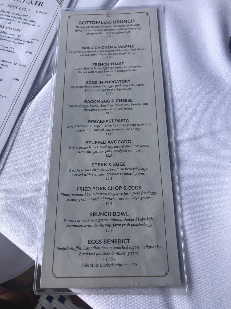 Menu at The Sinclair pub & bar, Fairfield