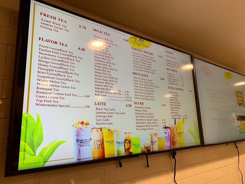 Menu at Ding Tea, Austin