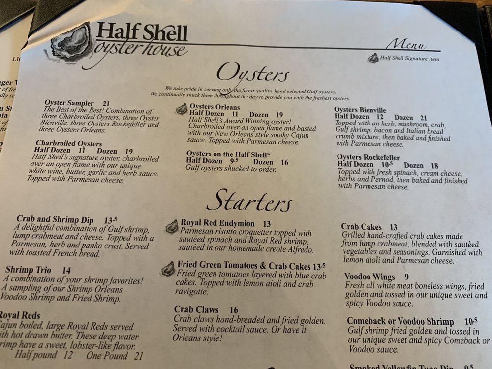 Menu at Half Shell Oyster House Trussville restaurant, Trussville