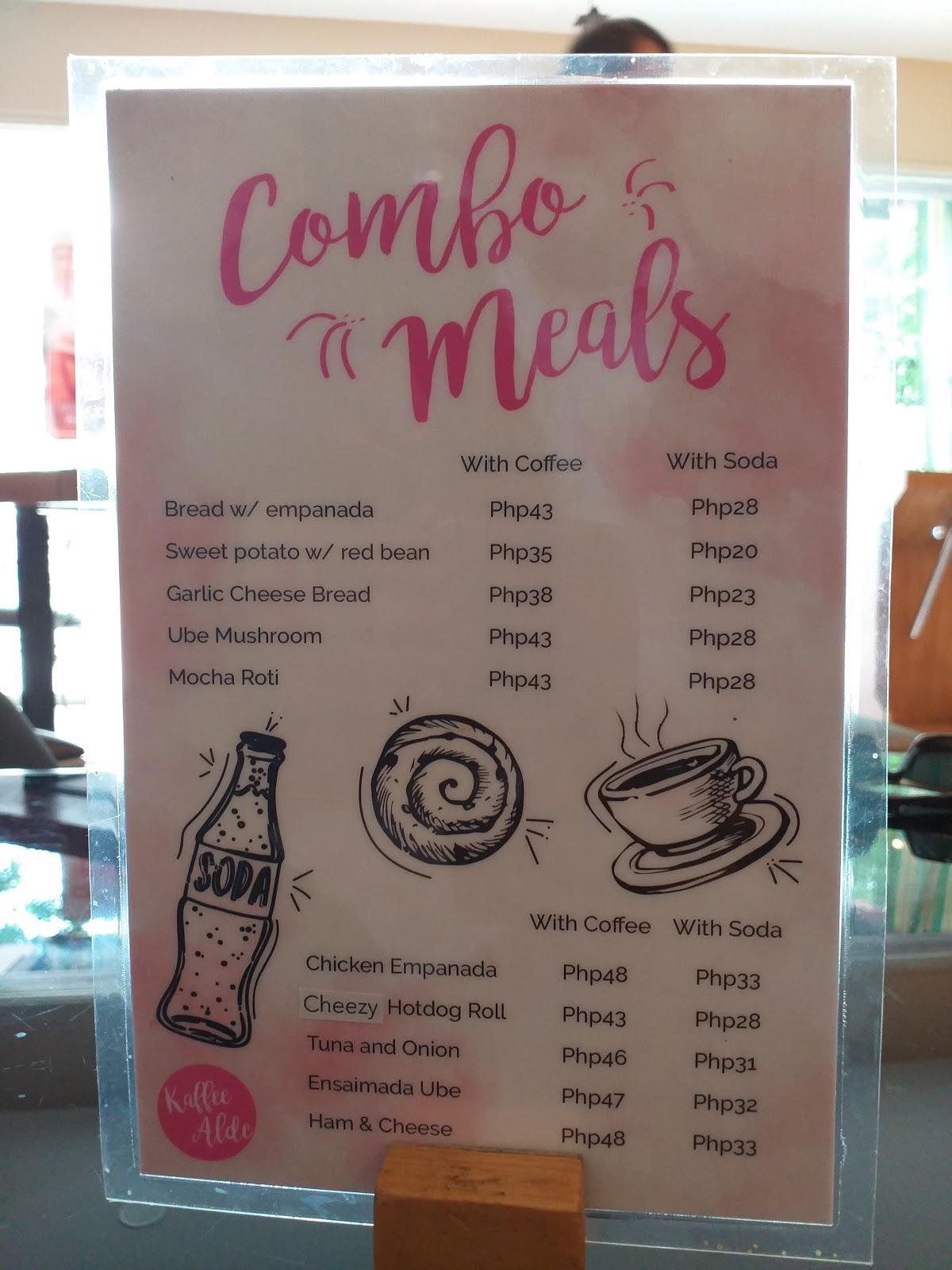 Menu at Kaffee Alde Mabolo cafe, Cebu City, Pope John Paul II Avenue