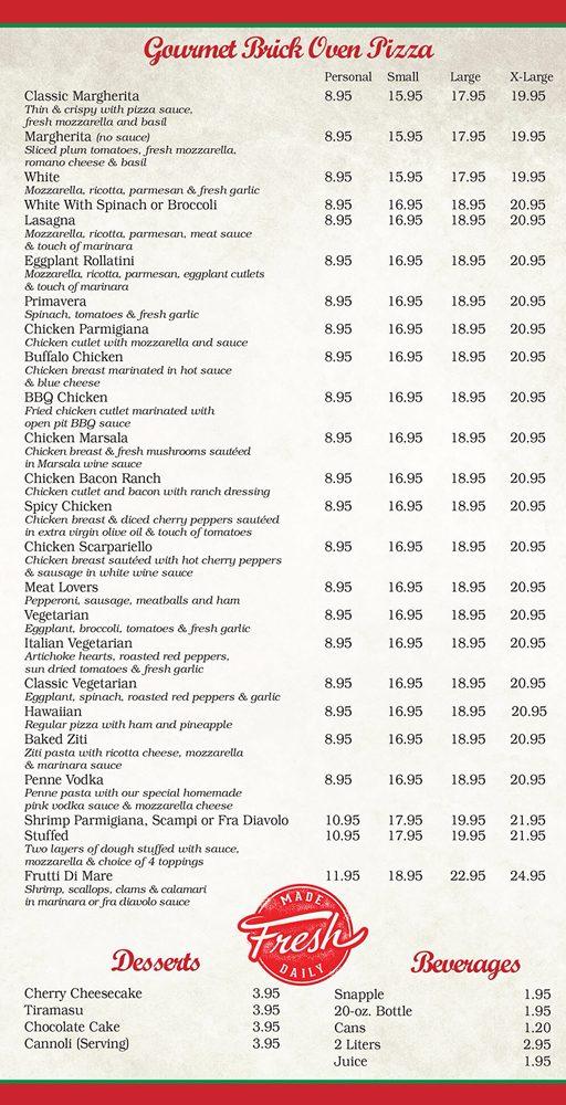 Menu at Mima's Pizzeria & Restaurant, Yorktown Heights