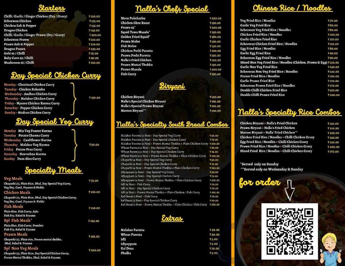 Menu at Nalla Sappadu, Chennai, #67/31