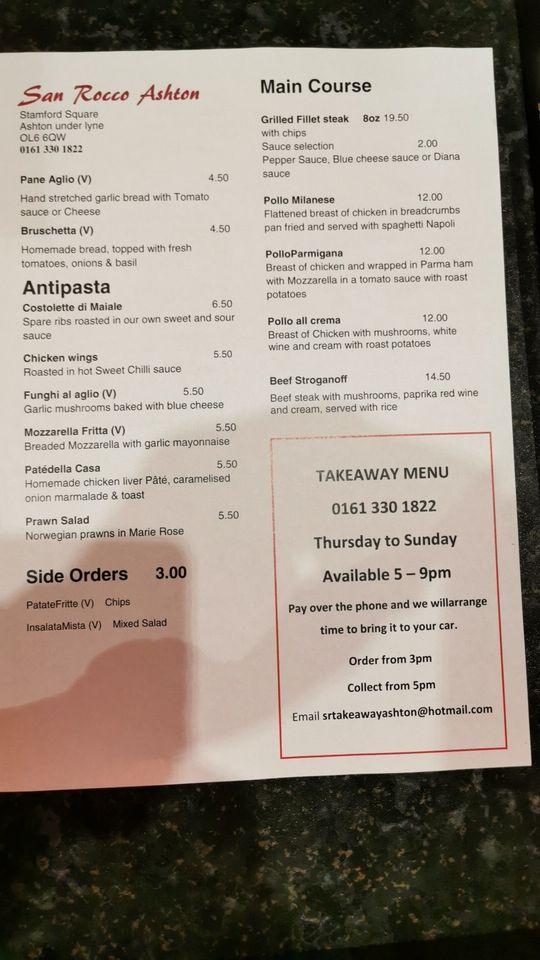 Menu at its closed restaurant, Ashton-under-Lyne