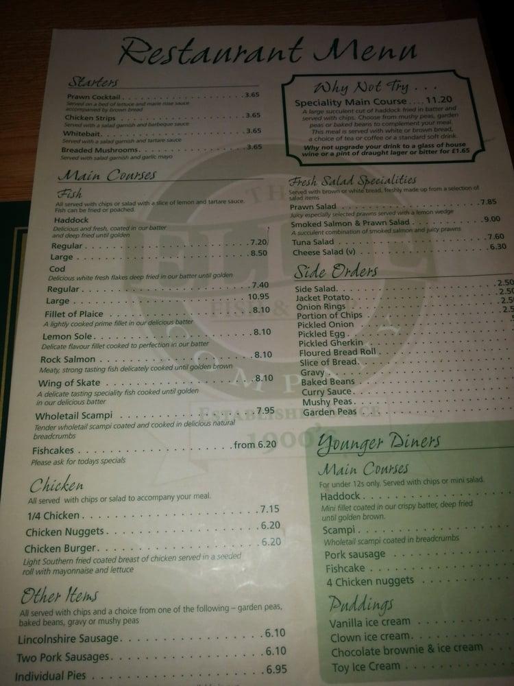Menu at The Elite Fish & Chip Company restaurant, Lincoln