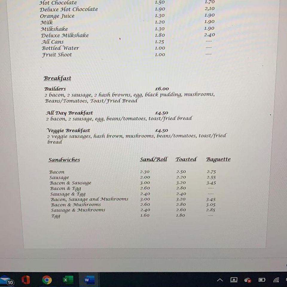 Menu at The Walk Cafe, Hereford