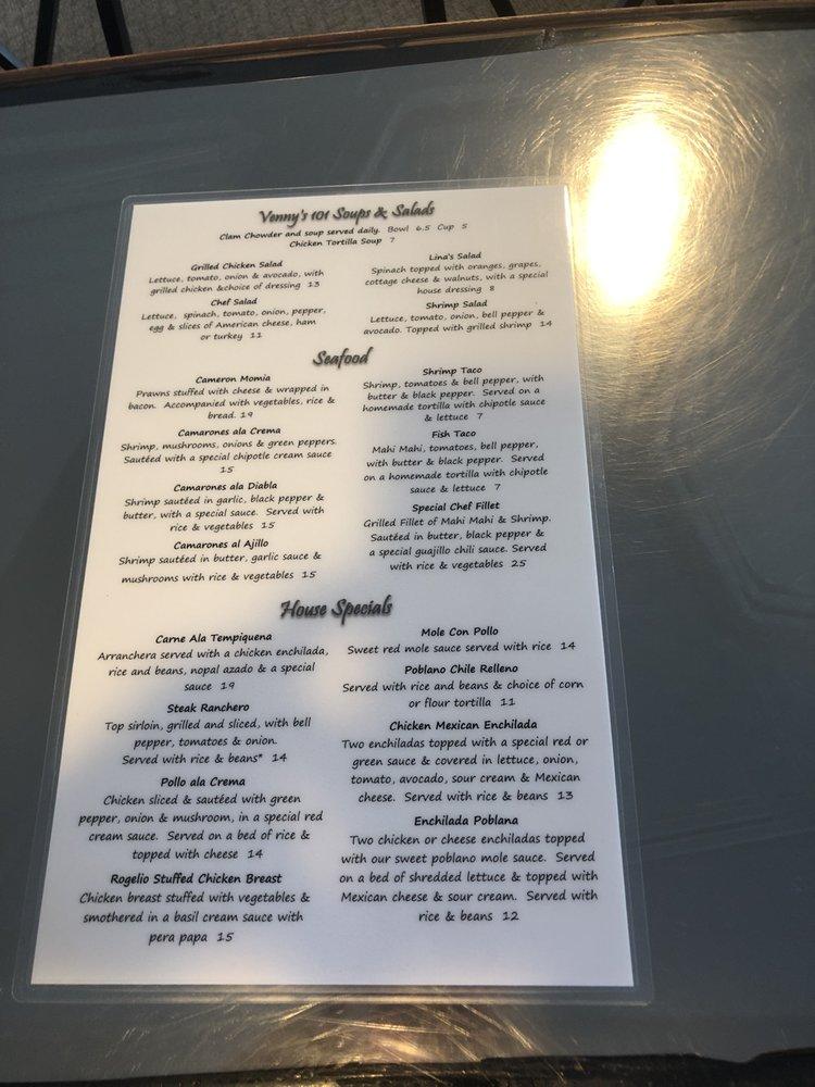 Menu at Venny’s Café 101 desserts, Florence
