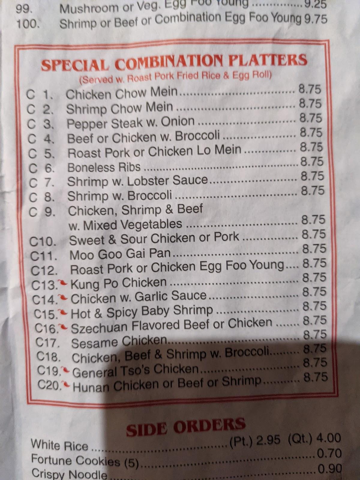 Menu at China Chef restaurant, Stanley