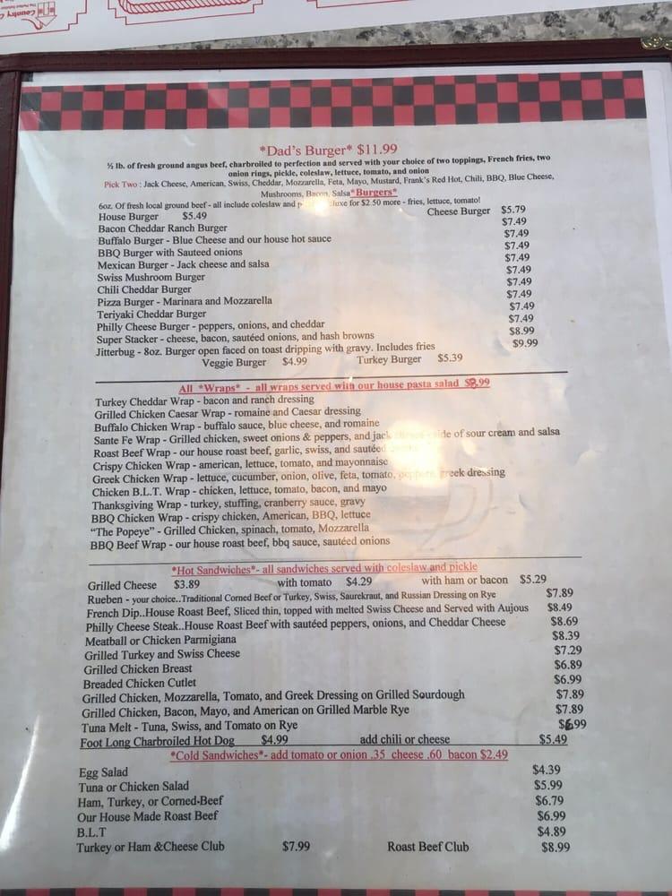 Menu at Dad's Copake Diner restaurant, Copake, 178 County Rte 7A