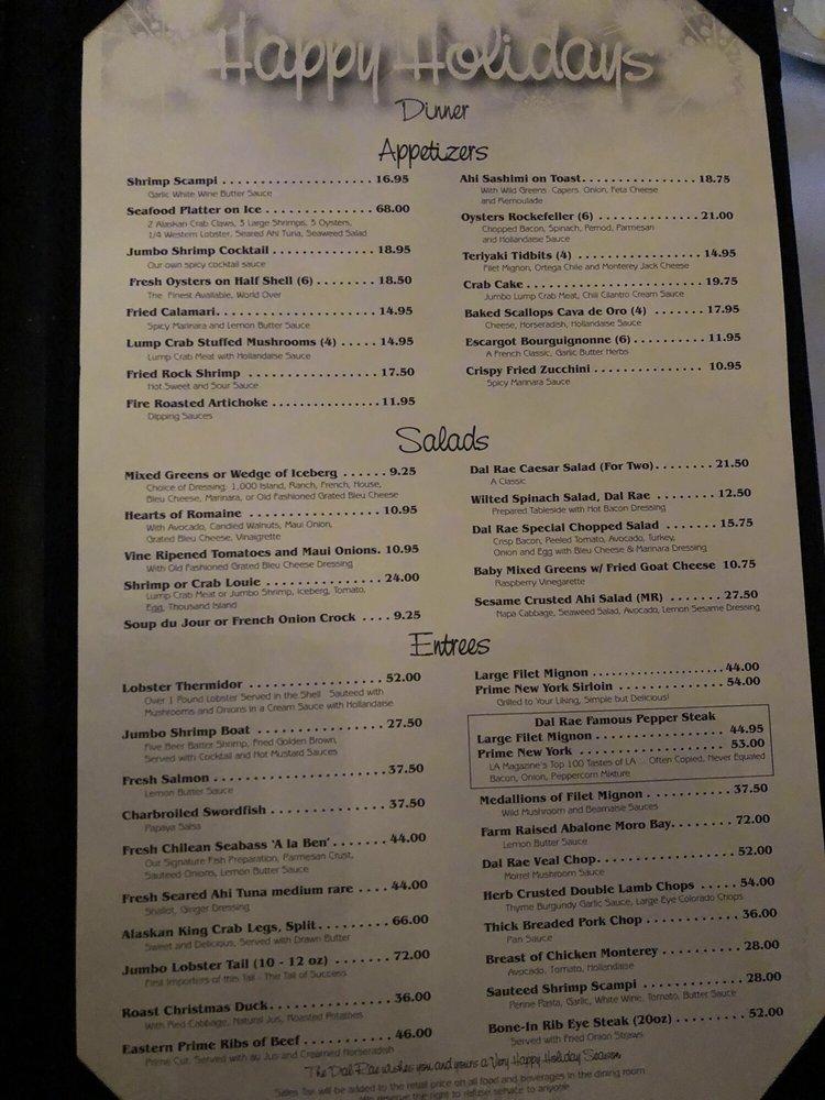 Menu at Dal Rae Restaurant, Pico Rivera