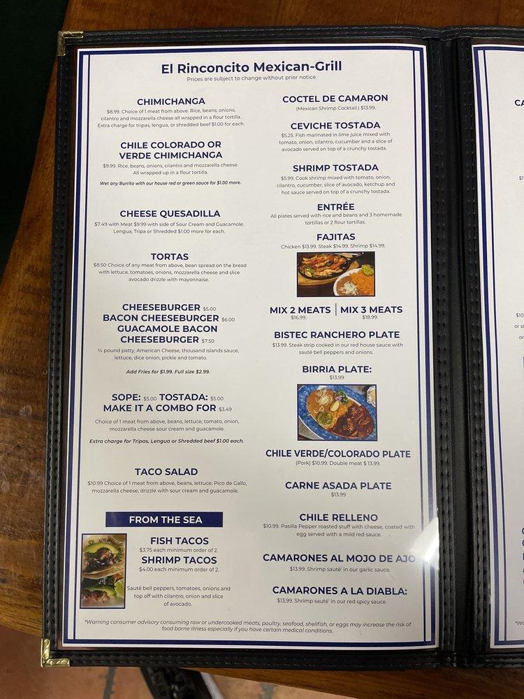 Menu at El Rinconcito Mexican Grill restaurant, Bonadelle Ranchos ...
