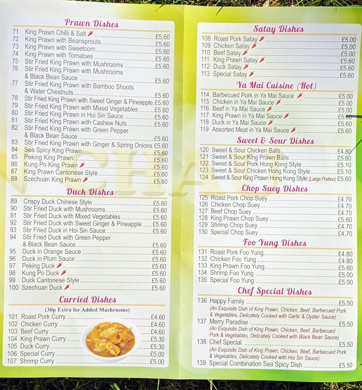 Menu at Golden Chau fast food, Loughborough, 80 Derby Rd