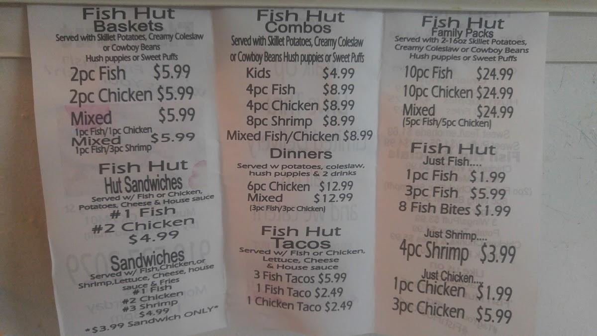 Menu at The Fish Hut restaurant, Muskogee