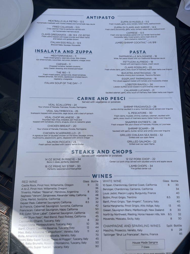 Menu at Acqua Bistro restaurant, Hollywood