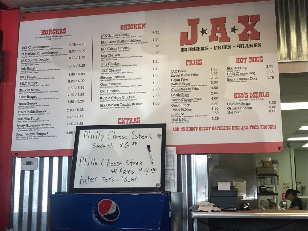 Menu at Jax Burger Fries & Shakes restaurant, Pearland, Broadway St
