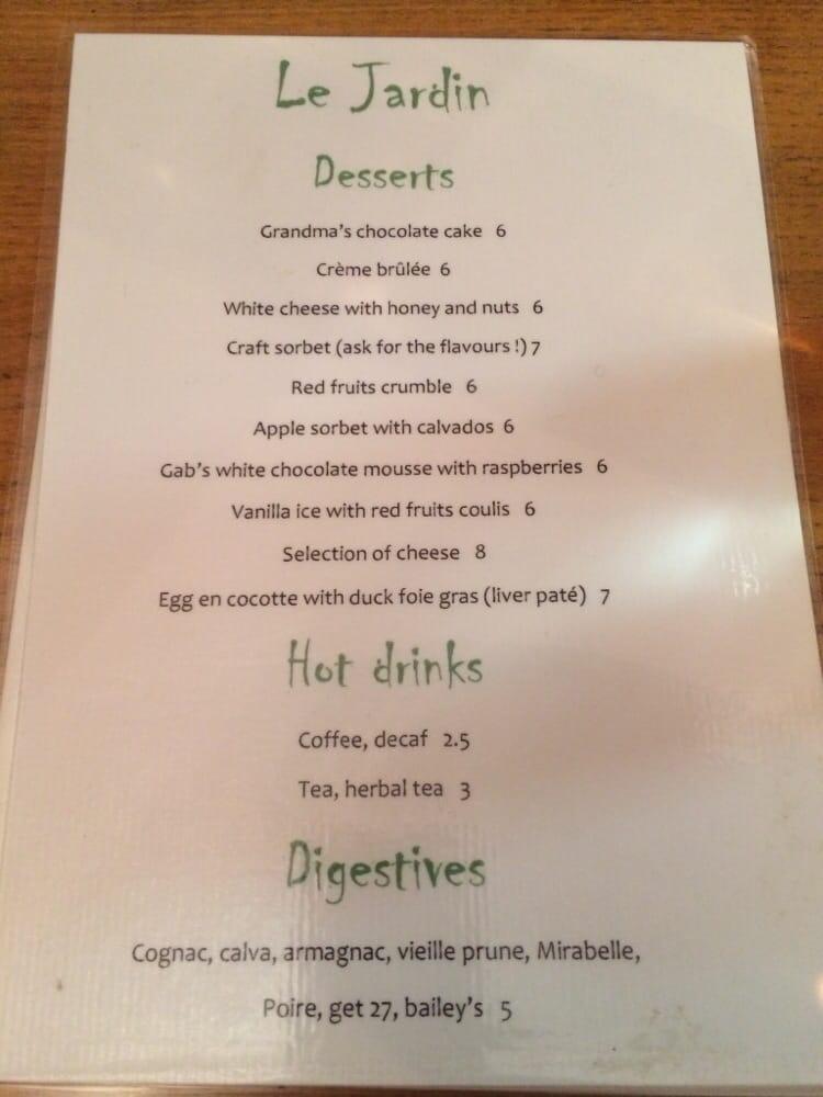 Menu au Le Potager du Père Thierry restaurant, Paris