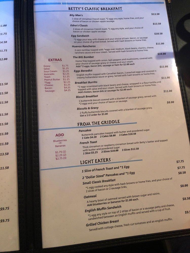 Menu at Sweet Betty's Bistro cafe, Gresham