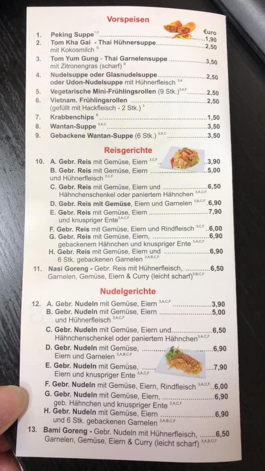 Menu at Asia Food 68 restaurant, Oberhausen
