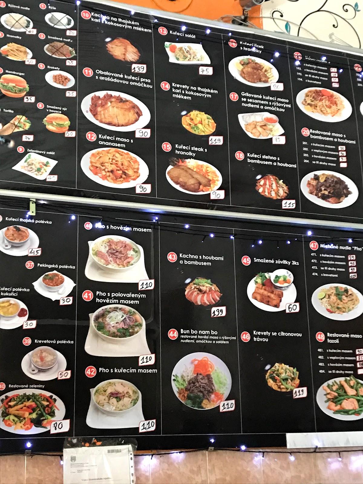 Menu at Bistro Saigon restaurant, Dvůr Králové nad Labem