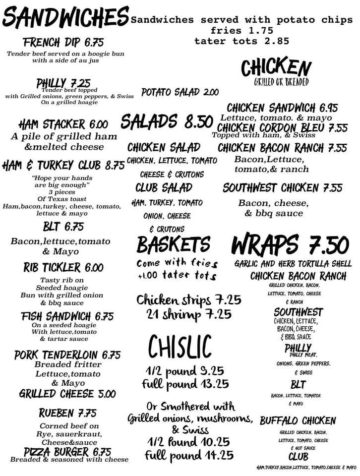 Menu at Howling Dog Saloon pub & bar, Luverne