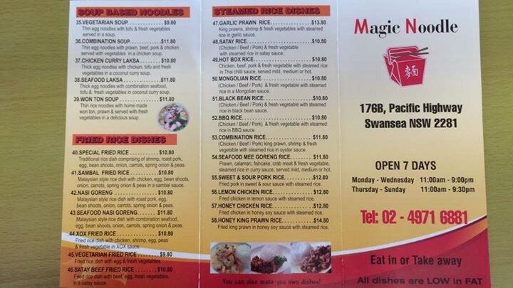 Menu at Magic Noodle Swansea restaurant, Swansea