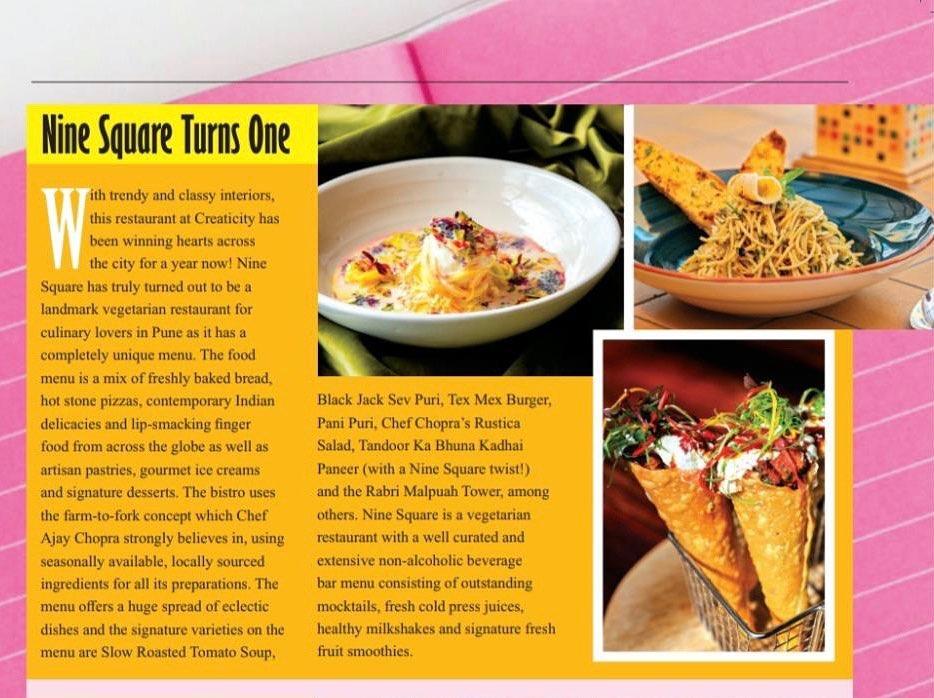 Menu at Nine Square, Pune, Creaticity