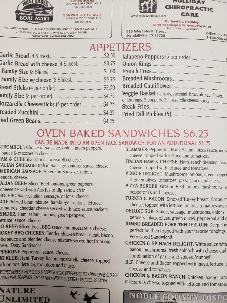 Menu at Pepperoni's Pizza pizzeria, Rome City