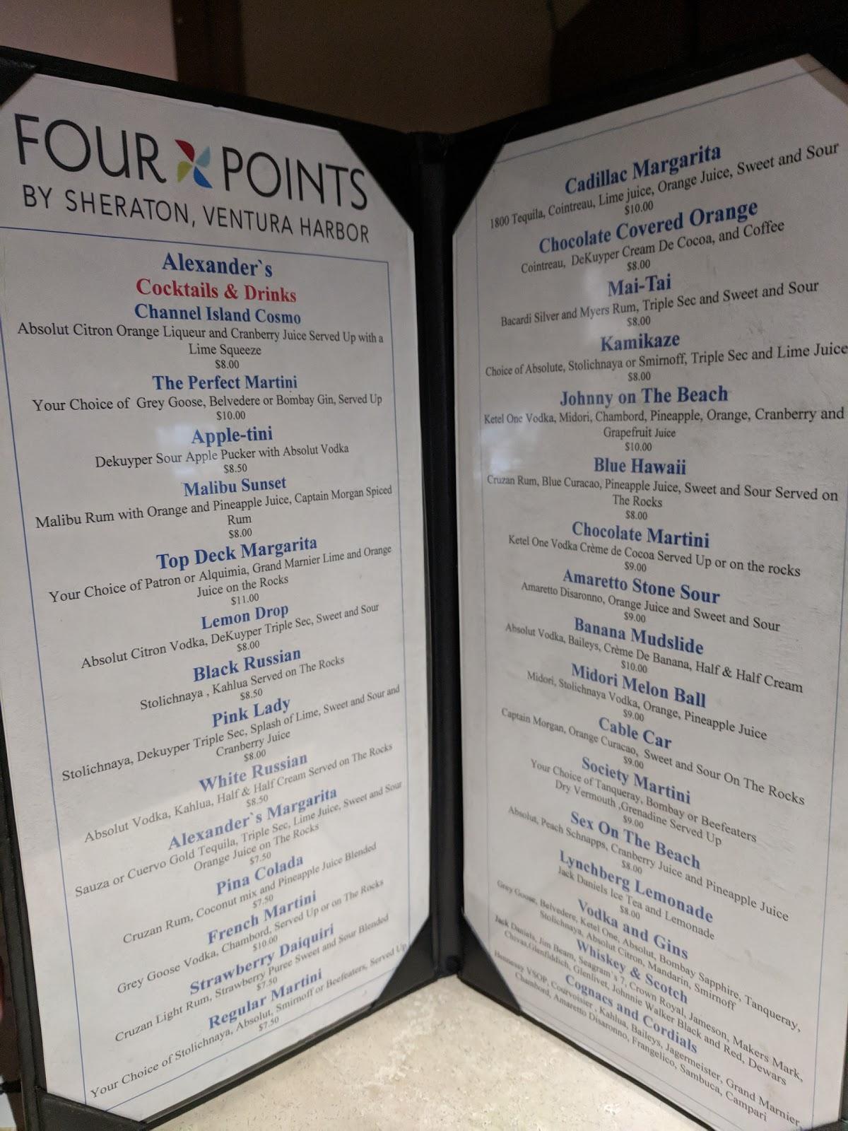Menu at Alexander's Restaurant & Lounge, Ventura