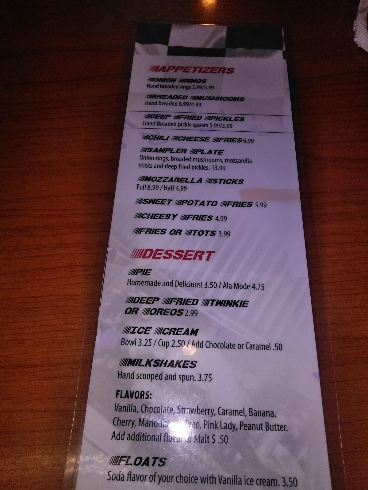 Menu at The Garage Café restaurant, Notus