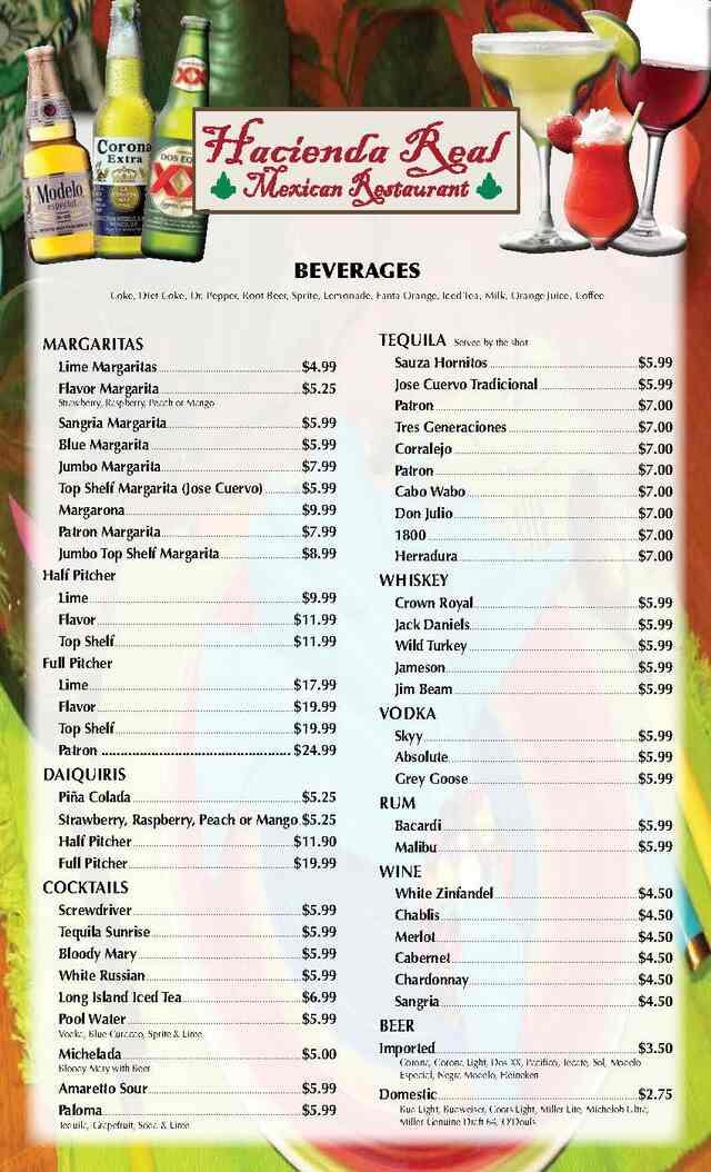 Menu at Hacienda Real Mexican Restaurant of Breaux Bridge, Breaux Bridge