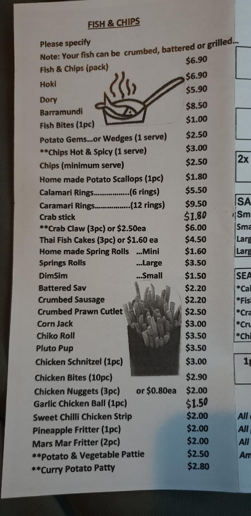 Menu at Hardys Road Takeaway fast food, Mudgeeraba