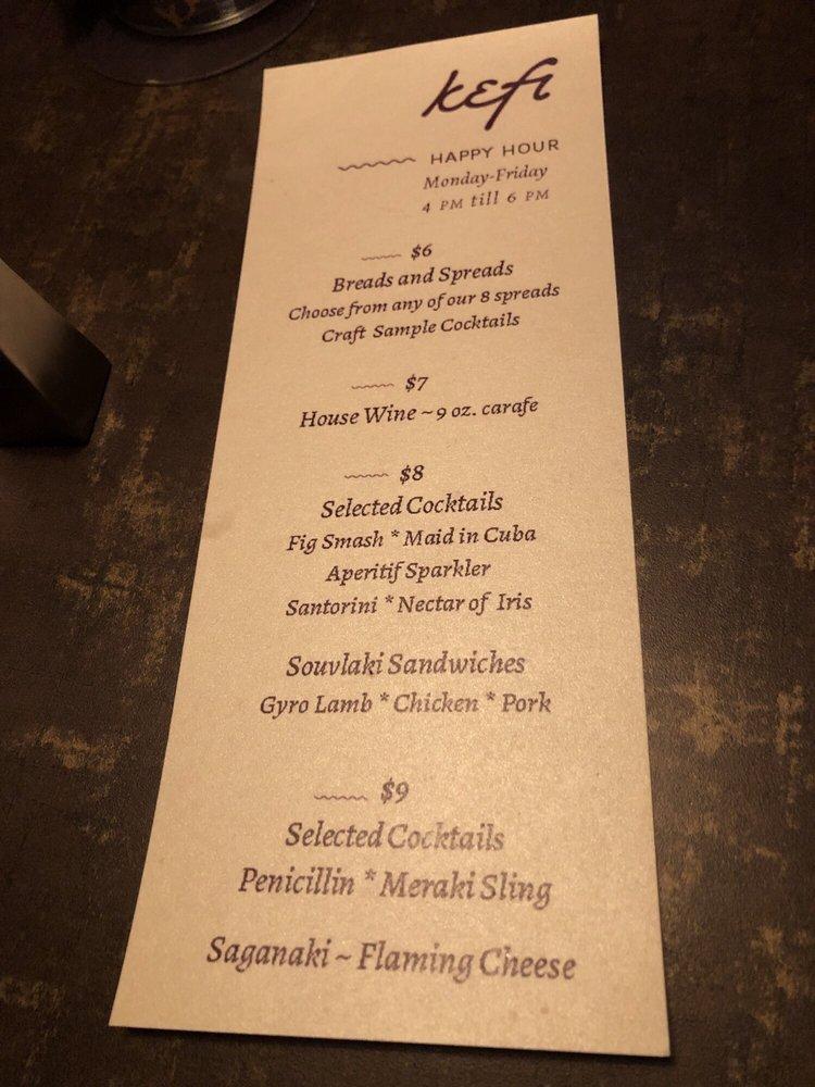 Menu at Kefi pub & bar, Knoxville